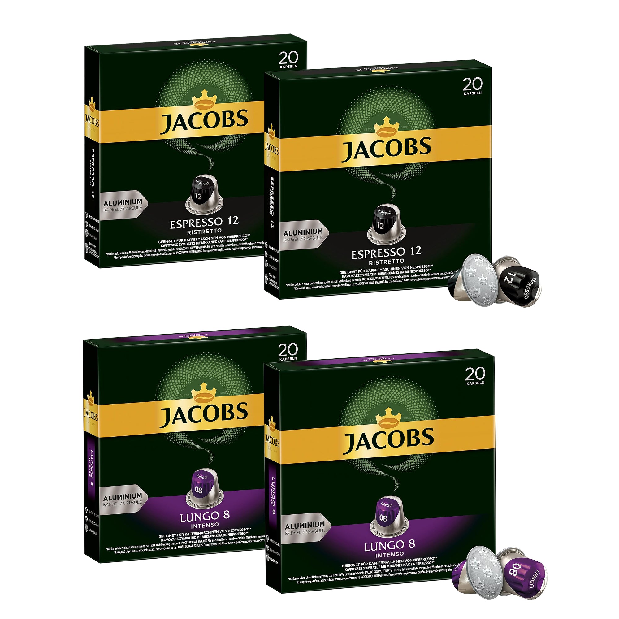 Jacobs Variety Bulk pack - 80 Aluminium Nespresso compatible coffee ca ...