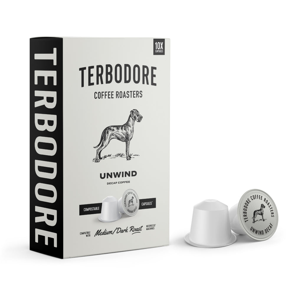 Terbodore Unwind Decaf - 10 Compostable Nespresso Compatible Coffee Ca ...